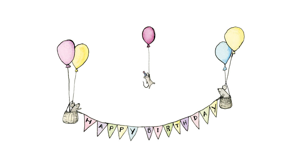 Happy Birthday Bunting Hand Painted Birthday Card – Peanuts & Pinecones